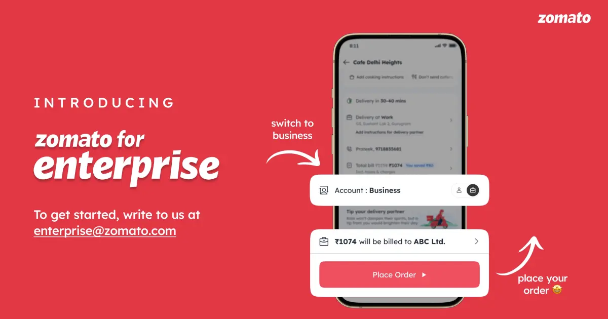Zomato Launches 'Zomato for Enterprise' to Ease Corporate Food Expense ...